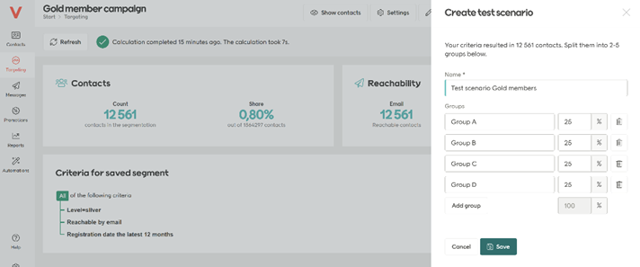 How to create test scenarios – Engage Help Center
